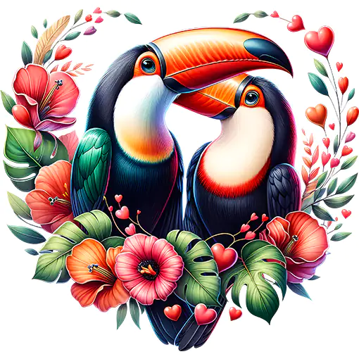 Bügelbild Verliebte Tukane - S | Näh-Paradies