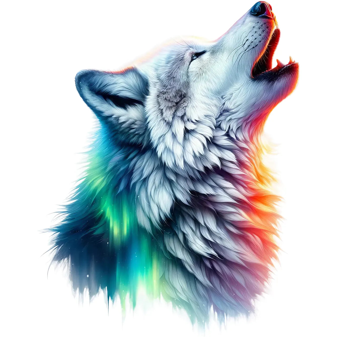 Bügelbild Wolf Polarlichtgesang - S | Näh-Paradies