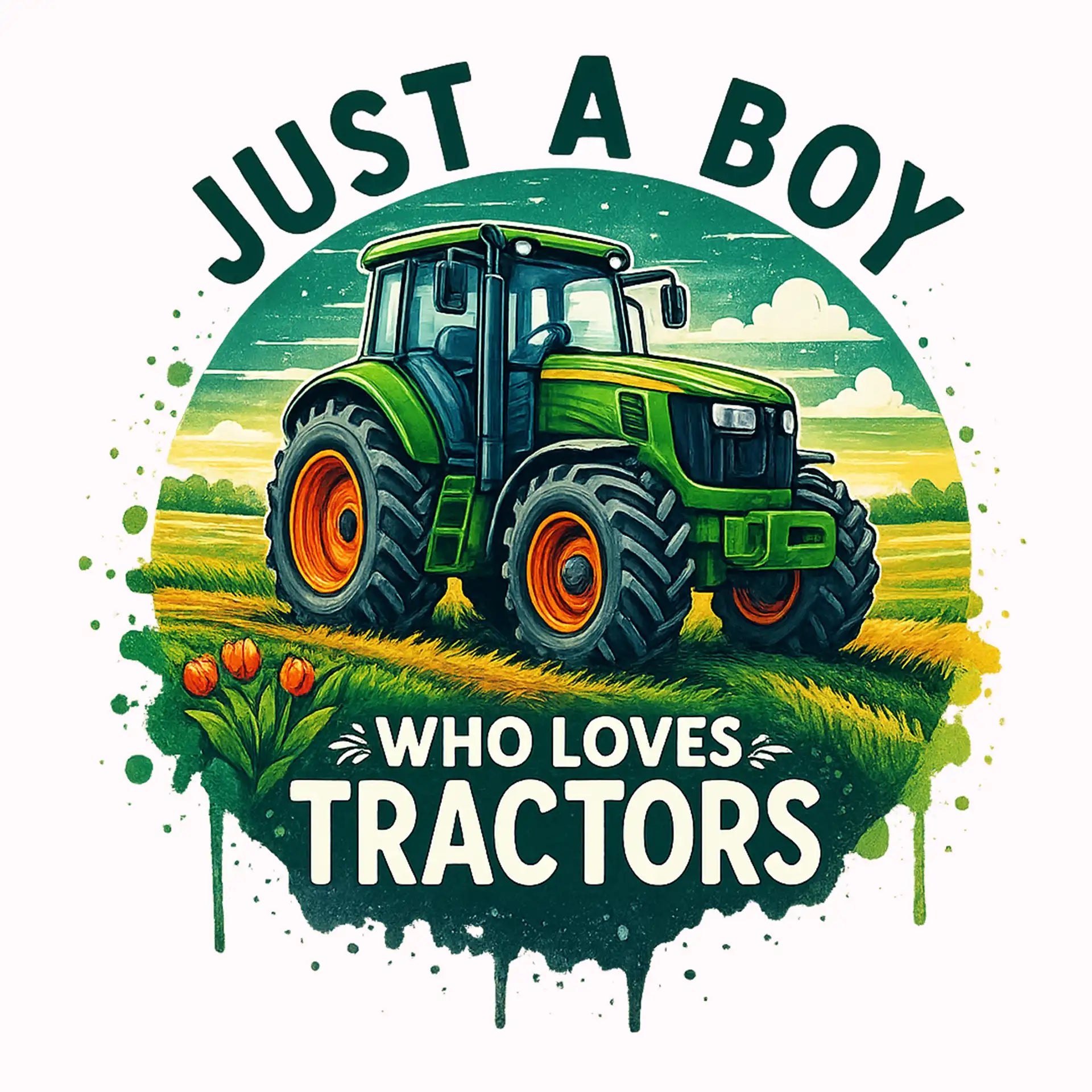Permanent Sticker Just a Boy Traktor